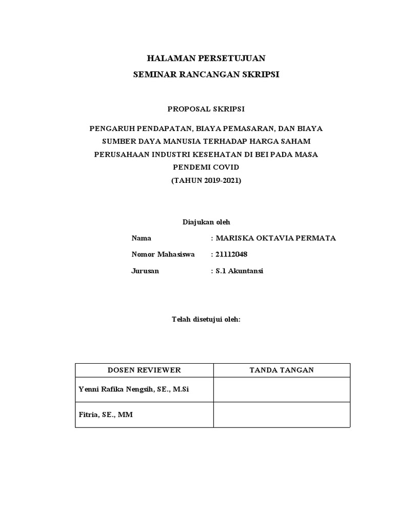 Lembar Persetujuan Seminar Proposal | PDF