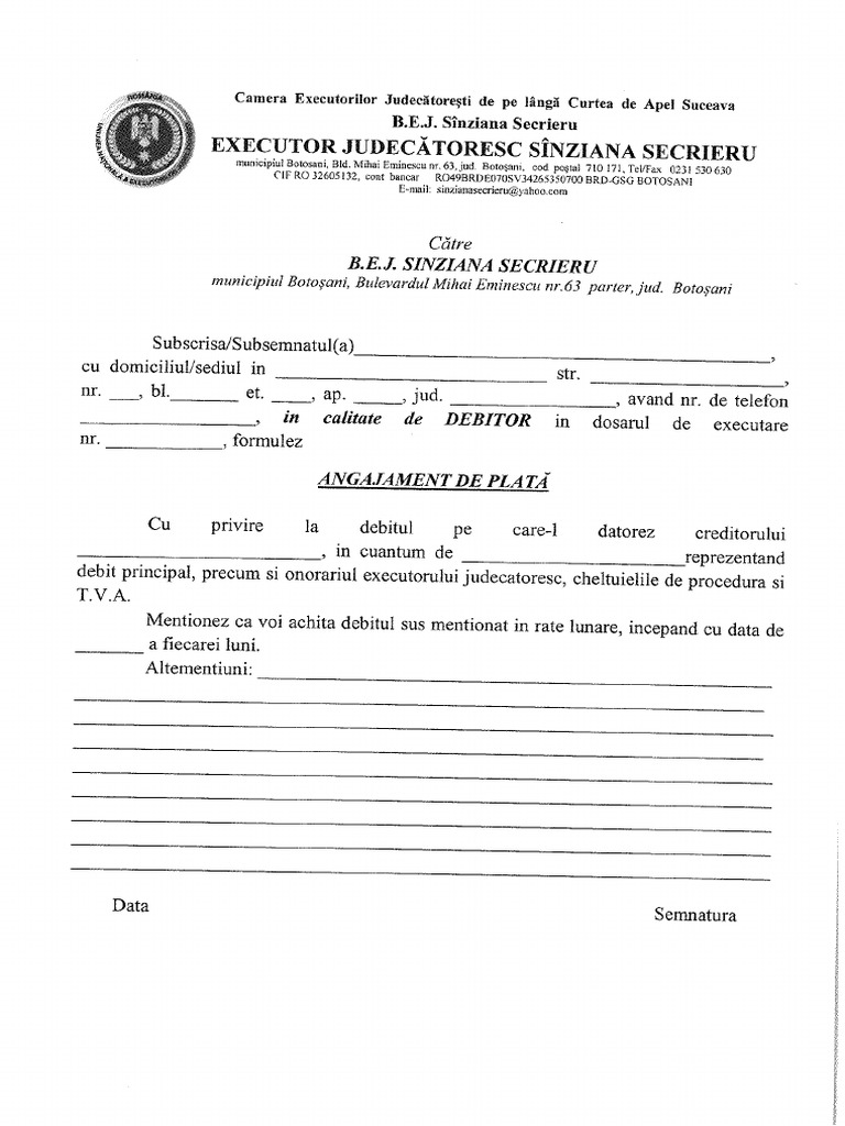 Angajament de Plata, Consimtamant, Conturi | PDF