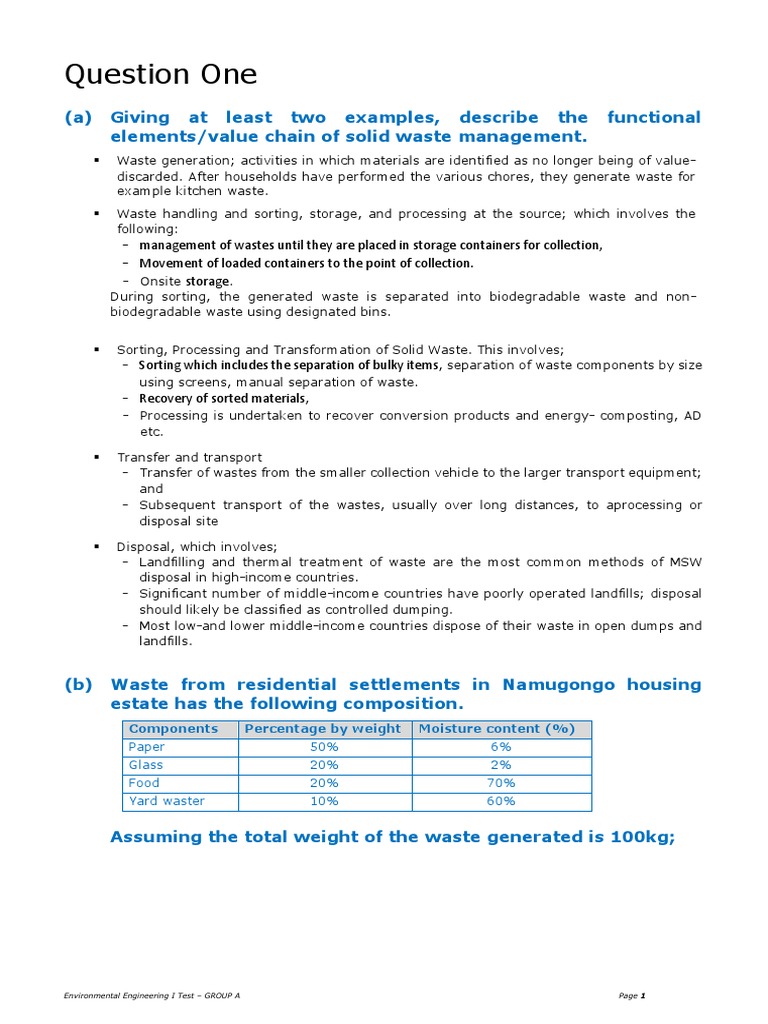 Test - Environmental Eng. - DRAFT | PDF | Waste Management | Municipal ...