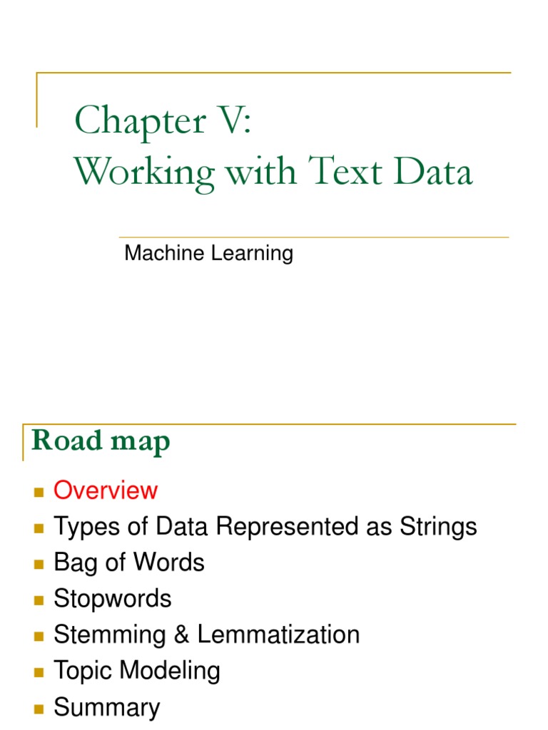 Chapter V - Working With Text Data | PDF | Artificial Intelligence ...