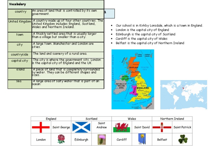 Geography - The United Kingdom - KO Year 1 | PDF