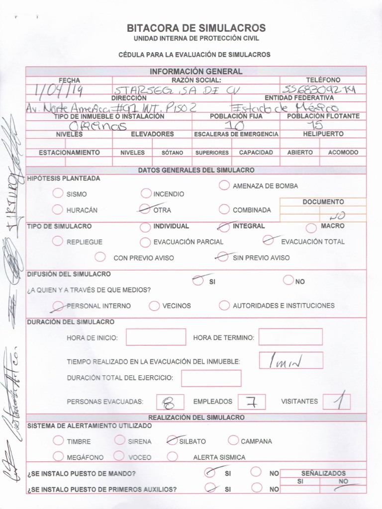 Bitacora Simulacro | PDF