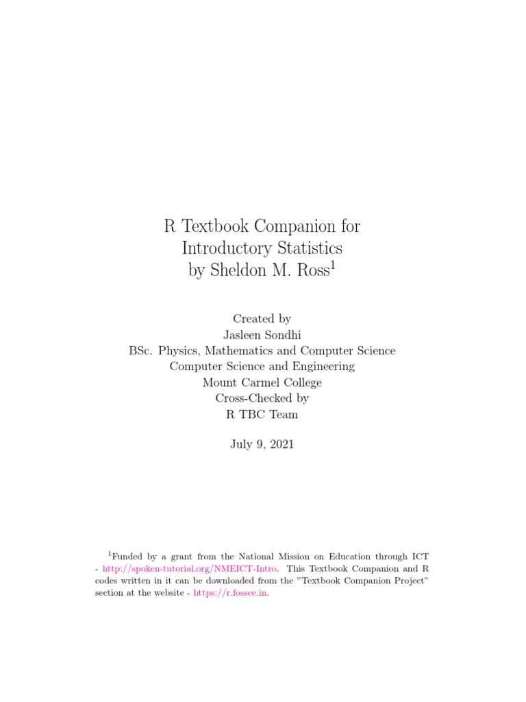 Introductory Statistics - Sheldon M. Ross | PDF | Statistics | Chi ...