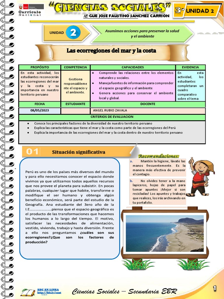 Ficha de Actividad CCSS 3°-Semana 1 | PDF