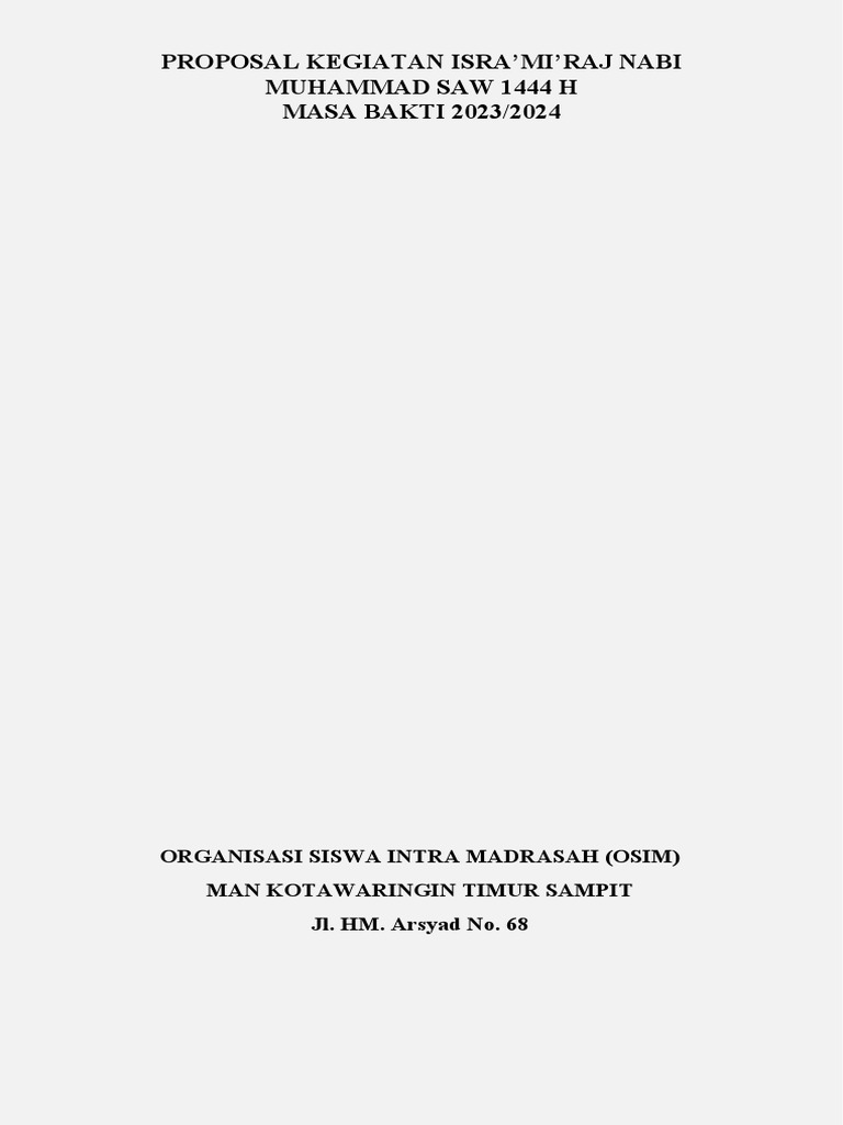 Proposal Isra Mi'raj | PDF