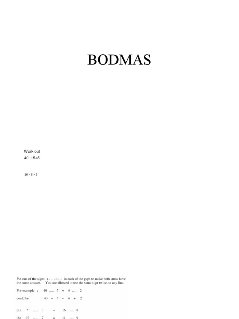 Bodmas | PDF