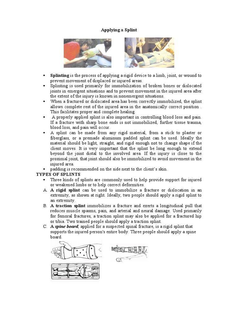 Applying Splint - Cheklist | PDF