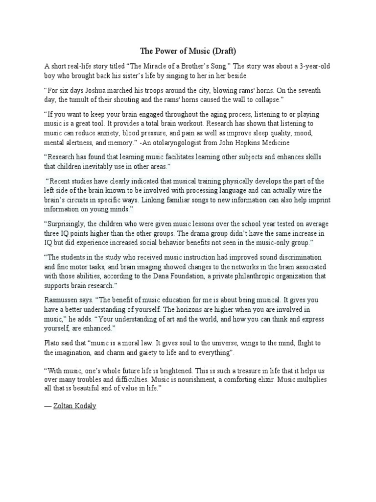 The Power of Music (Draft) | PDF | Learning | Mind