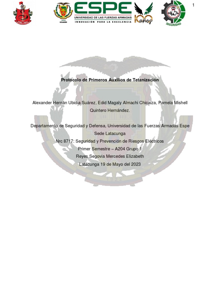 Protocolo de Primeros Auxilios Tetanizacion | PDF | Contracción muscular | Músculo