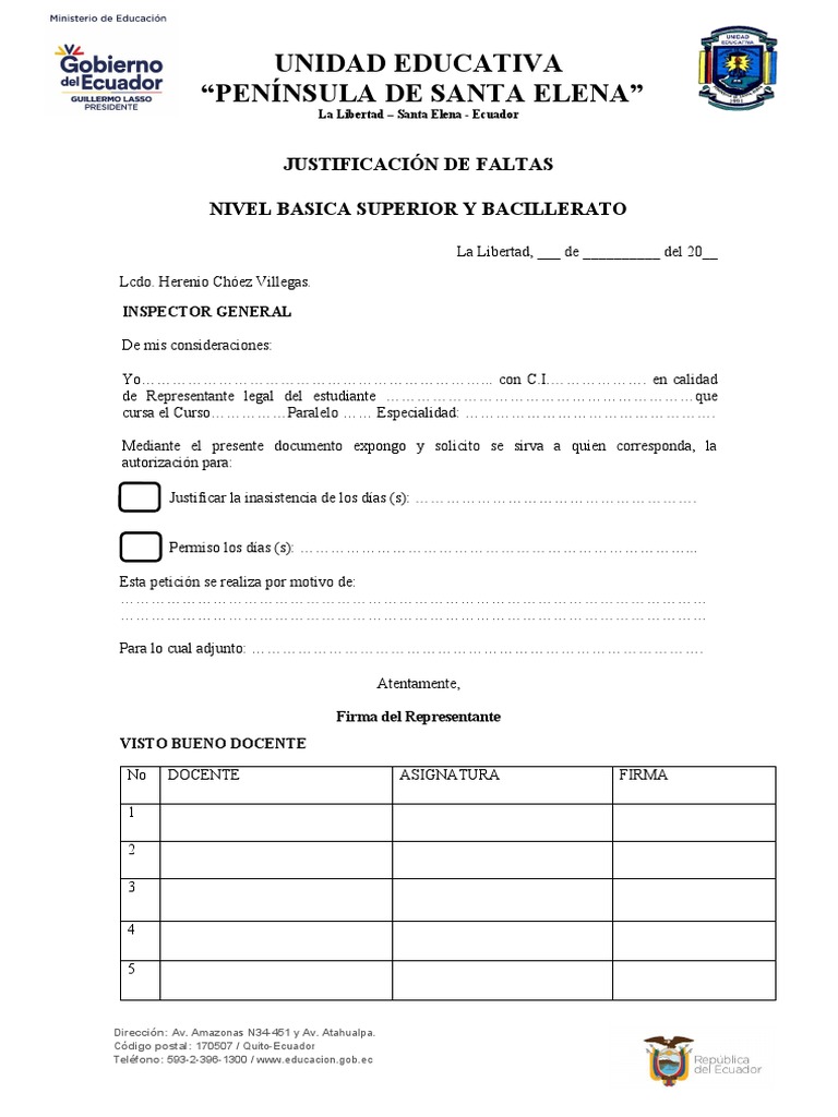 Justificación de Faltas - Permiso Uepse | PDF