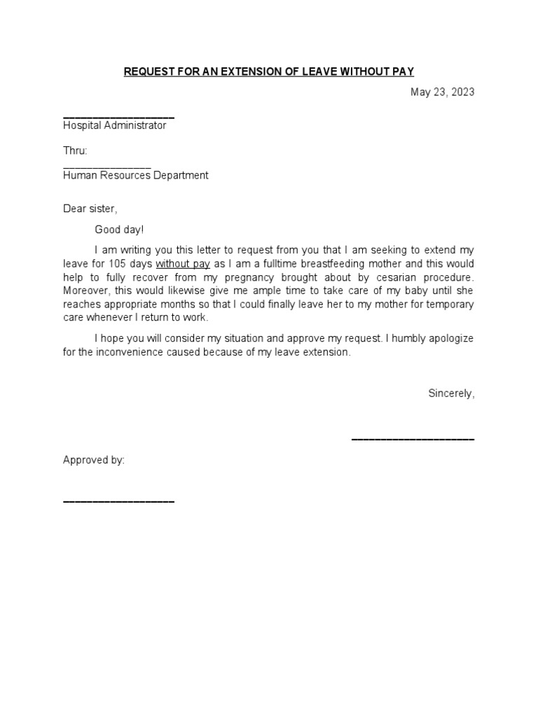 Maternity Leave Extension Request for Breastfeeding | PDF | Self ...