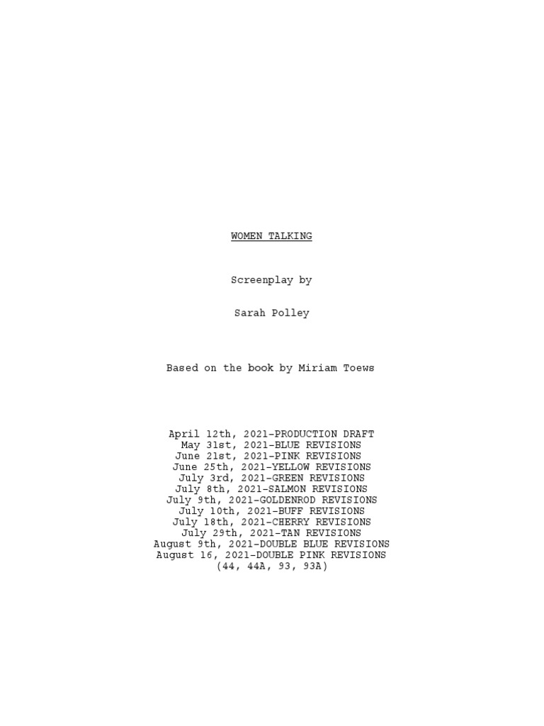 Women Talking Script | PDF | Art | Young Adult