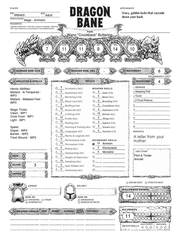 DB - Pregen - Adult Mallard Mage - Animism | PDF | Tools