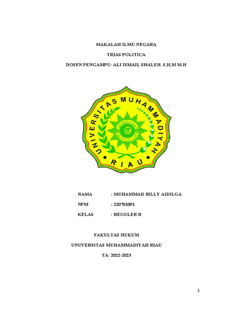 Trias Politica: Sejarah dan Konsep | PDF