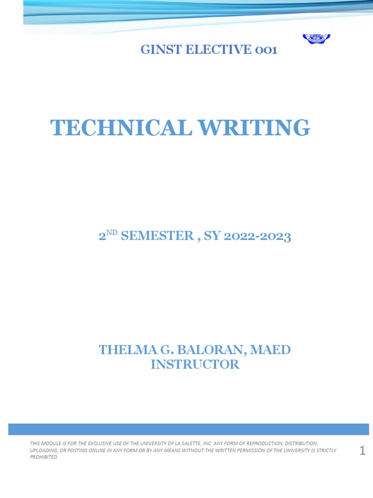 Module 3 Ginst Elective 001 Revised | PDF | Technical Communication | Documentation