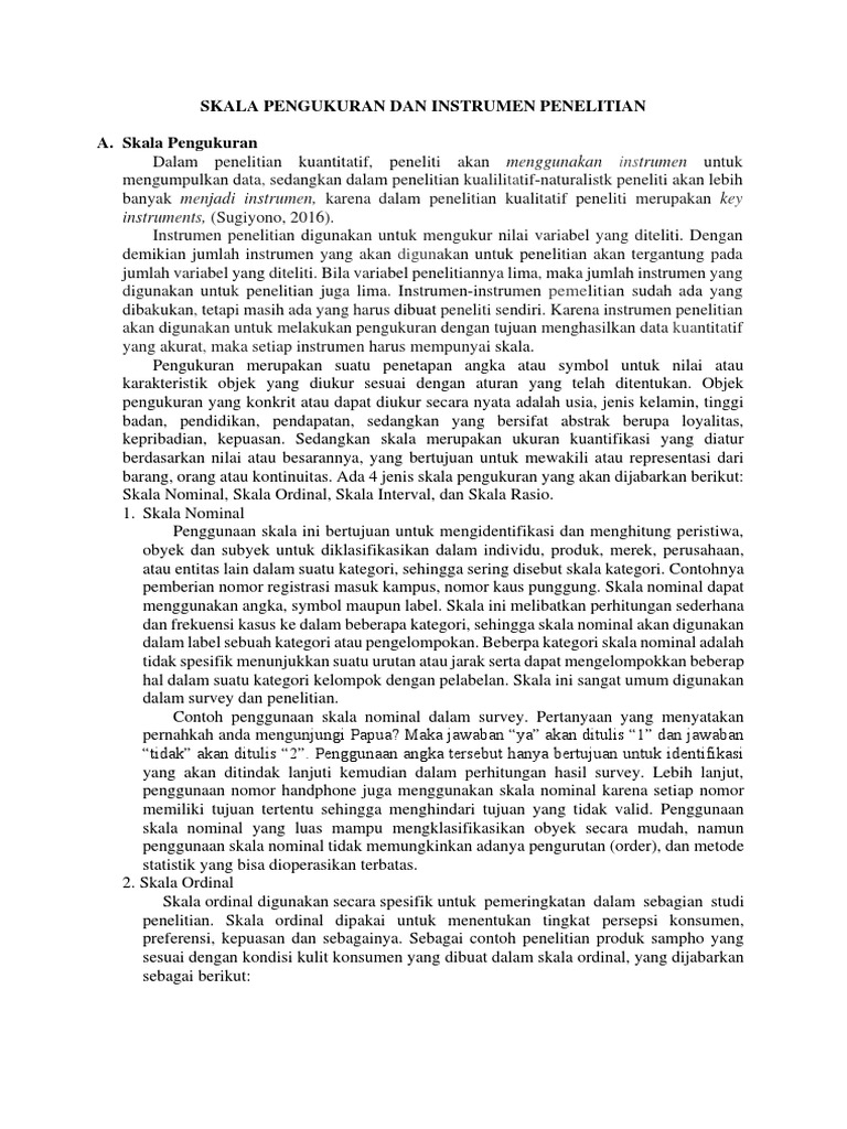 d6773 Skala Pengukuran Dan Instrumen Penelitian | PDF