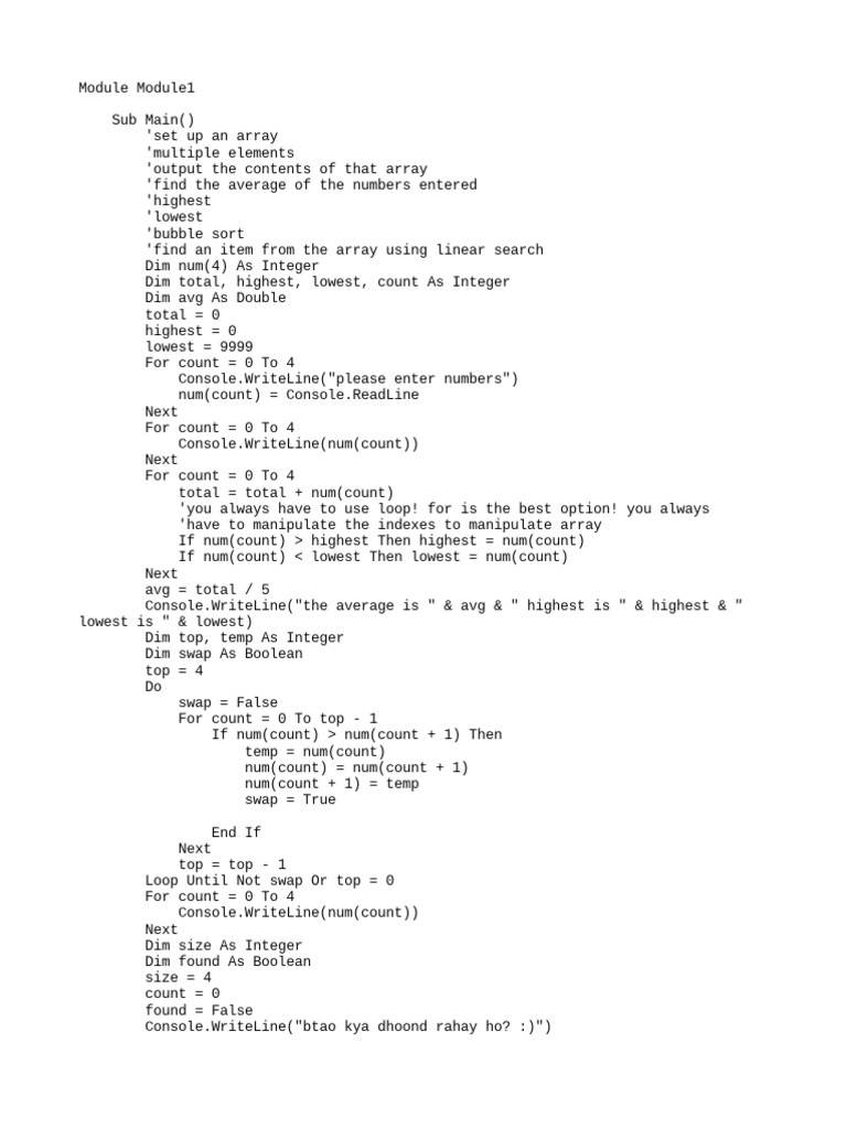 Array Intro, Linear, Bubble | PDF