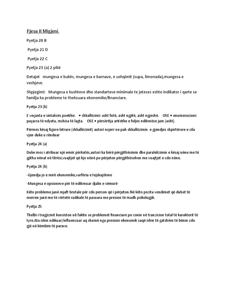 Pjesa Ii Migjeni Pdf