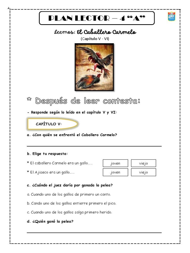 Ficha Leemos El Caballero Carmelo 5 y 6 | PDF