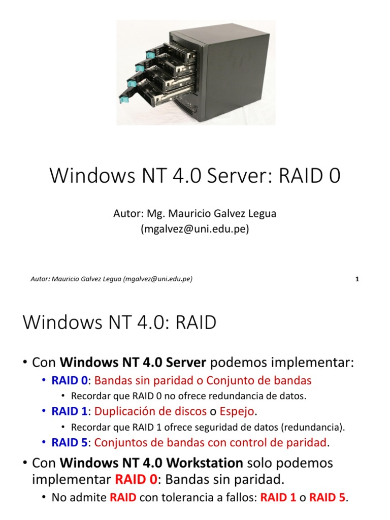 Windows NT 4.0: Configuración RAID 0 | PDF | Windows Nt | Arquitectura de Computadores