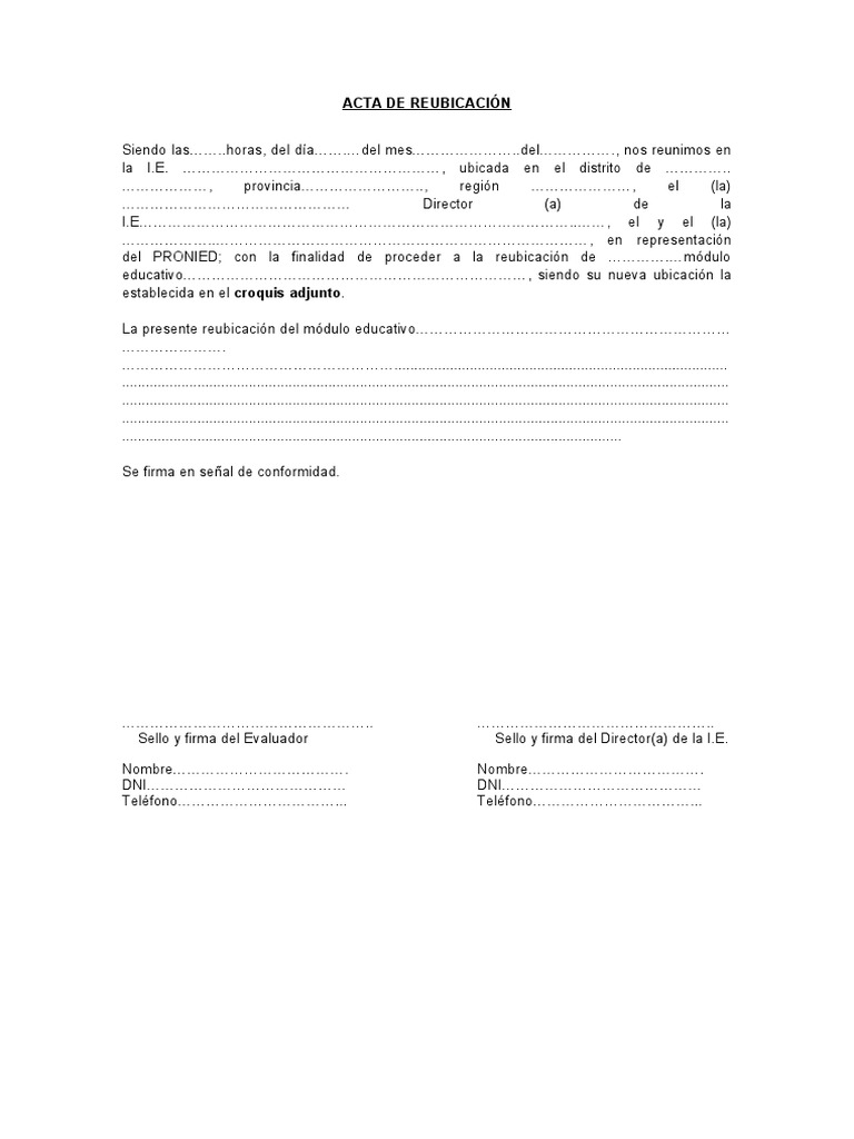 Acta de Reubicación | PDF
