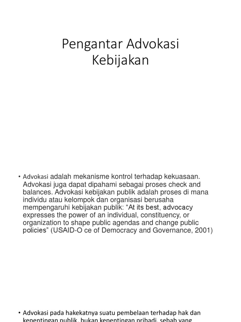 Pengantar Advokasi Kebijakan | PDF | Politik