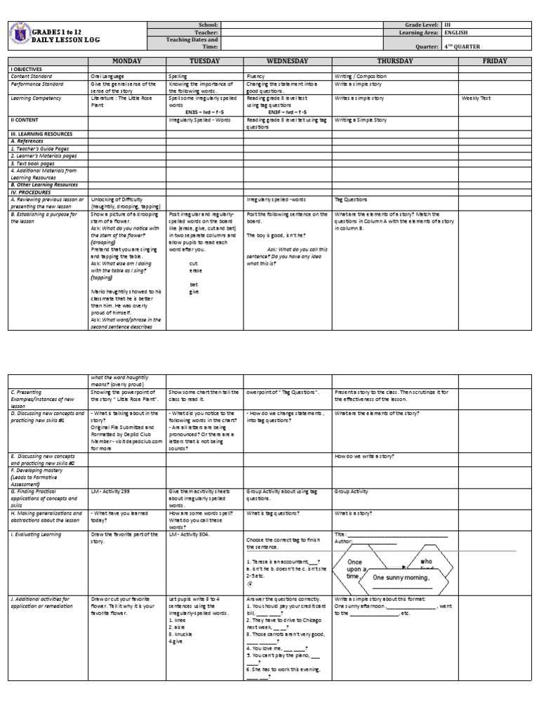 DLL - English 3 - Q4 - W5 | PDF | Microsoft Power Point | Human Communication