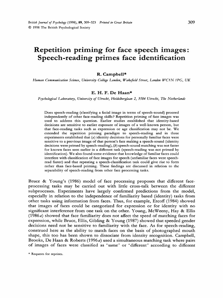 Face Reading Techniques | Download Free PDF | Priming (Psychology ...