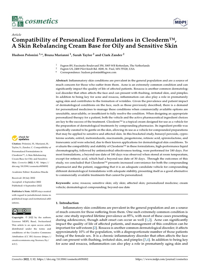 Compatibility of Personalized Formulations in Cleo | PDF | Detection Limit | High Performance ...