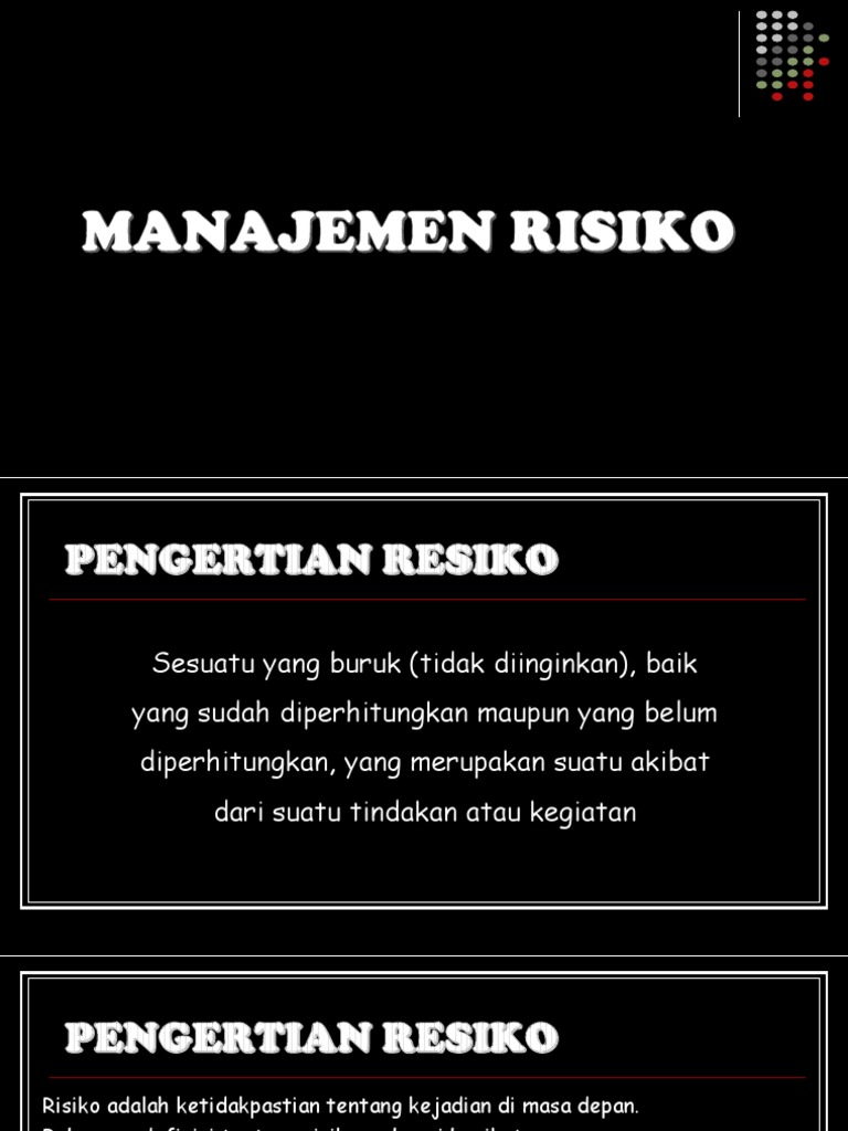 9 - Manajemen Risiko | PDF