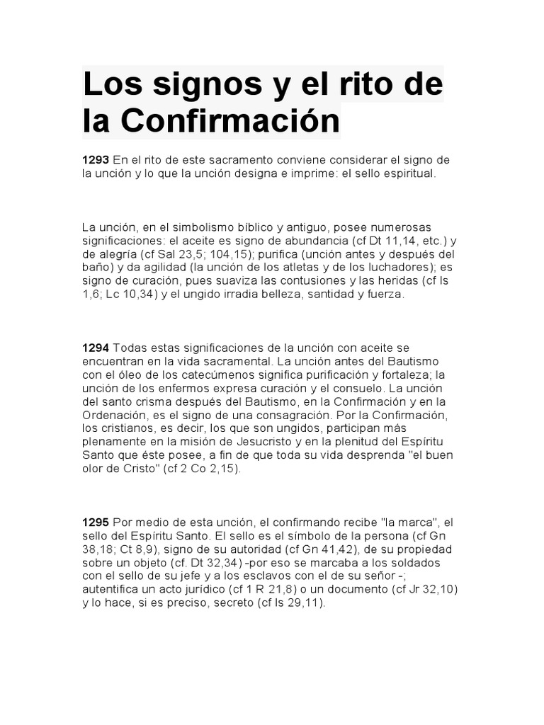 Los Signos y El Rito de La Confirmación | PDF | Confirmación | La unción
