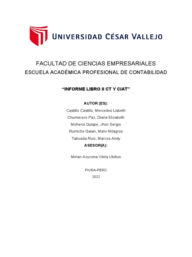 Informe Libro II CT Y CIAT | PDF