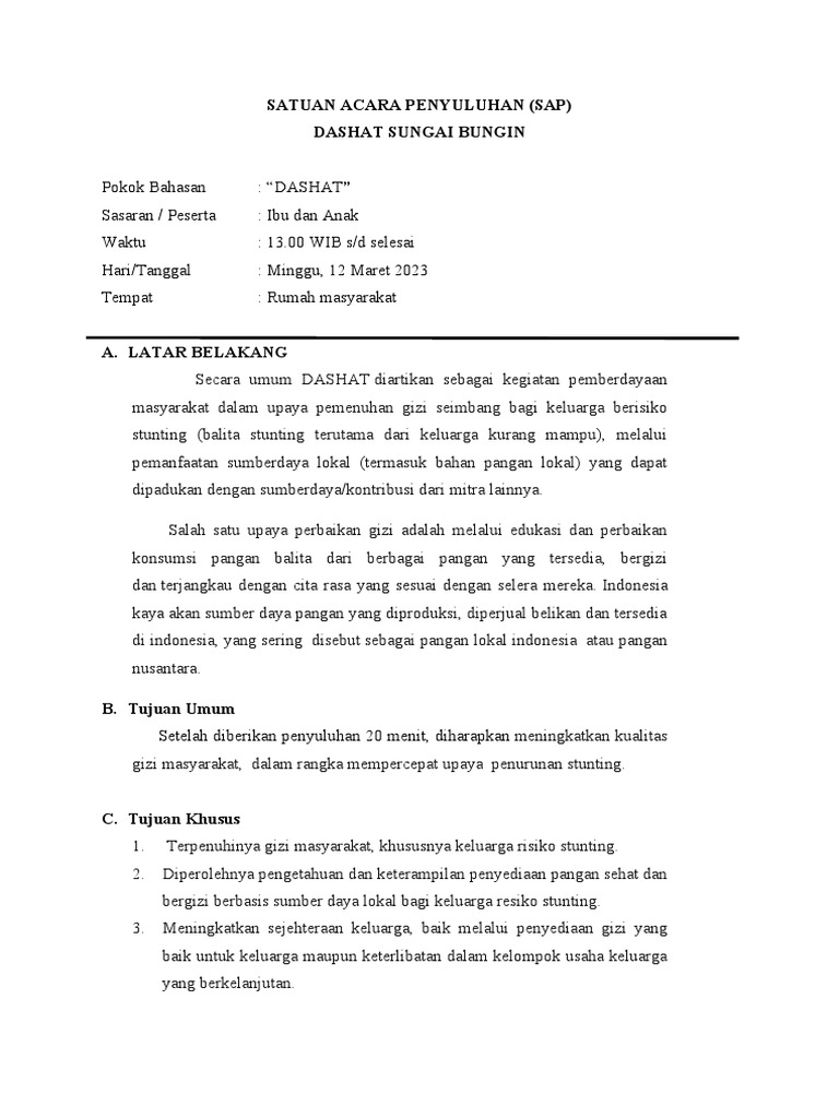 Laprak PMPKL Sap Dashat & Inovasi Mpasi (Gizi) | PDF | Karier ...