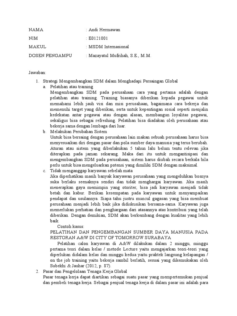 Uts MSDM Internasional | PDF