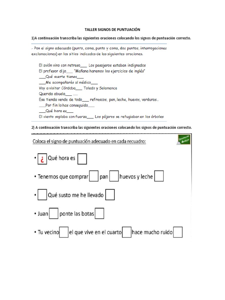 Taller Signos de Puntuación | PDF