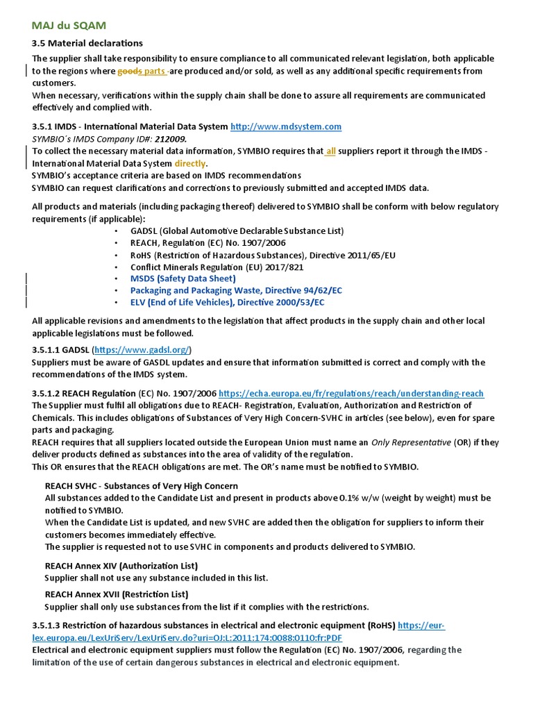 Material Compliance Guidelines for Suppliers | PDF | Occupational ...