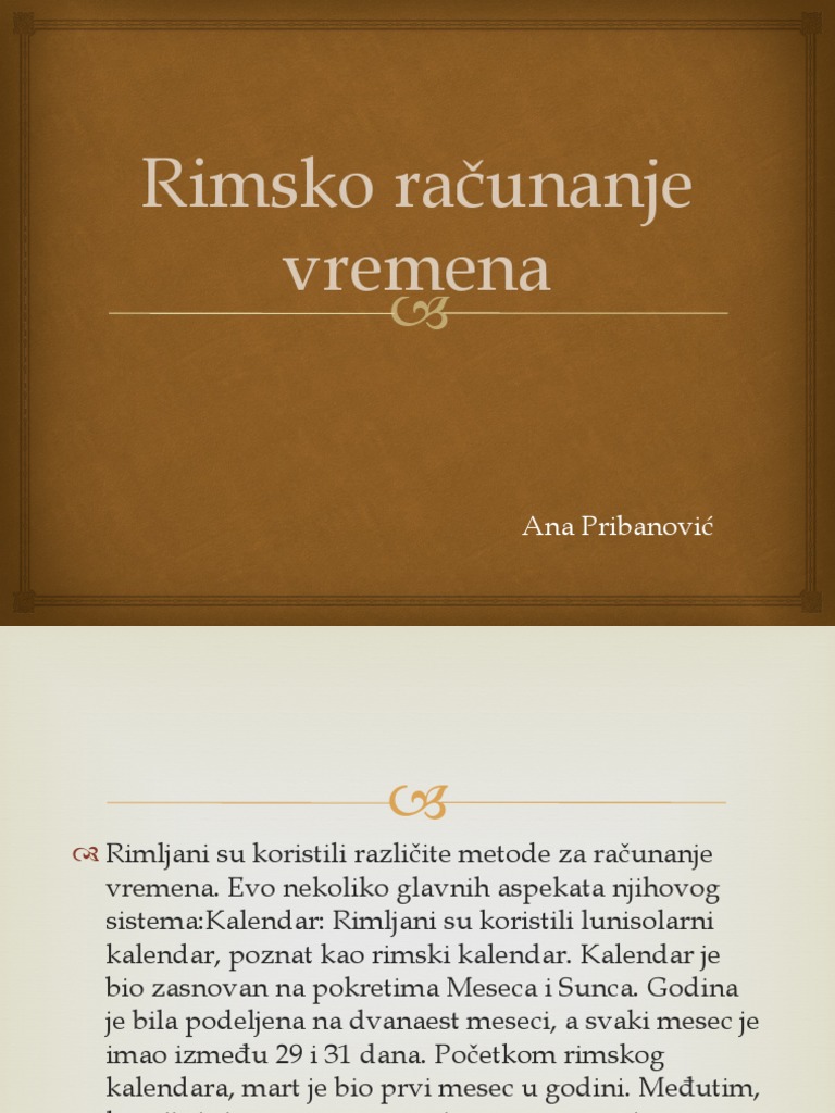 Rimsko Ra?Unanje Vremena | PDF