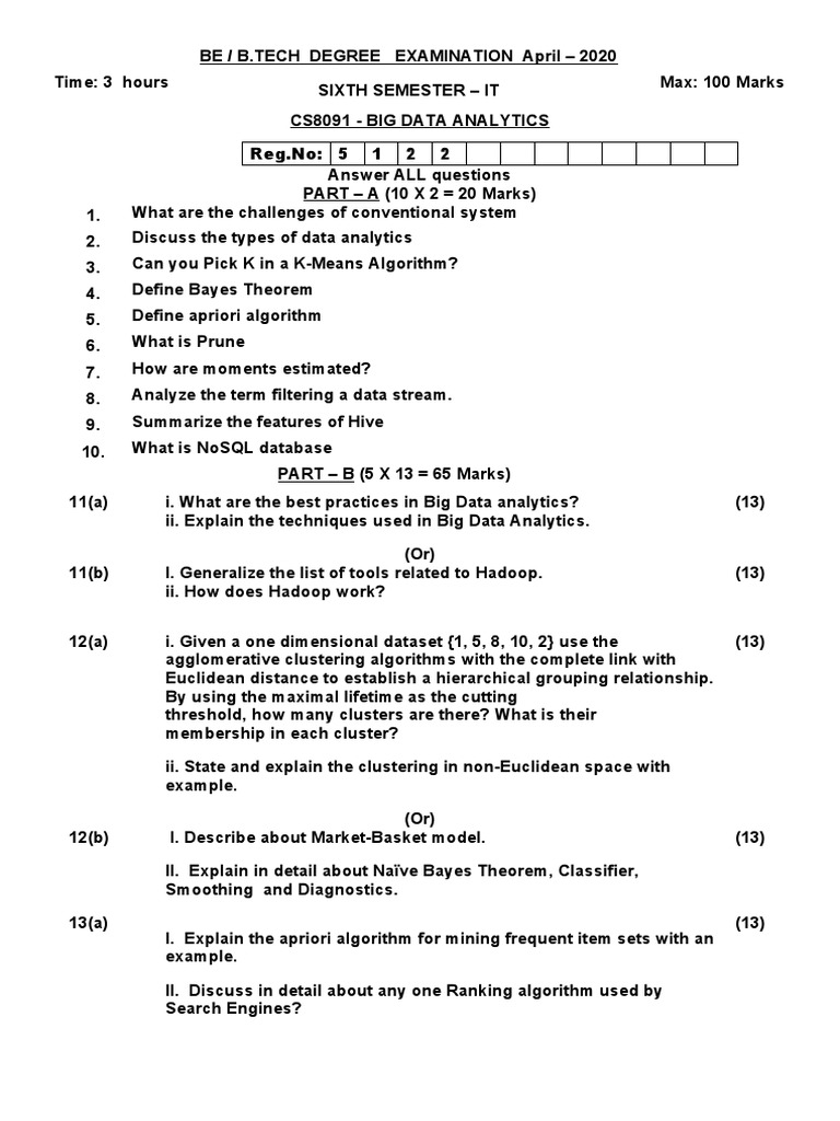 Model - 2 QP Format - V Year BDA | PDF | Cluster Analysis | Analytics