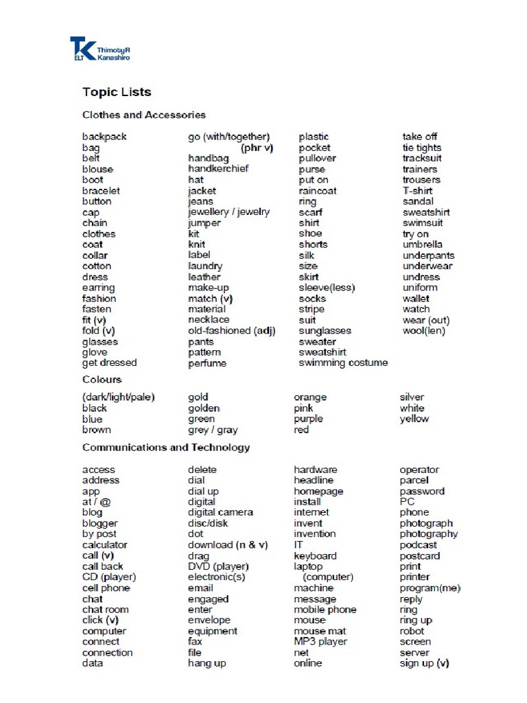 B1 Preliminary Vocabulary List | PDF