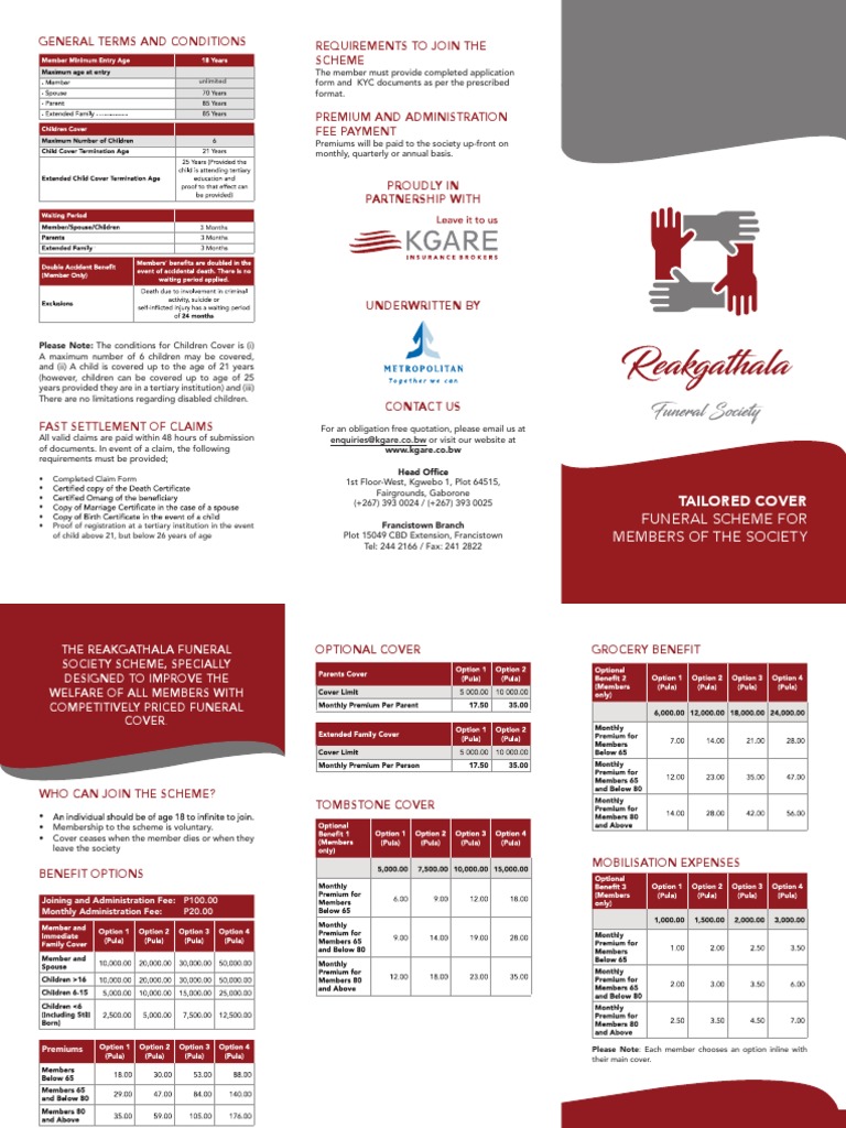 Kgare Reakgathala Funeral Scheme Tri Fold Leaflet 1 2 | PDF | Economies