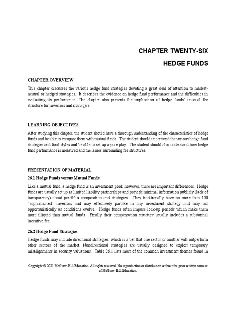 Bodie Investments 12e IM CH26 | PDF | Hedge Fund | Hedge (Finance)