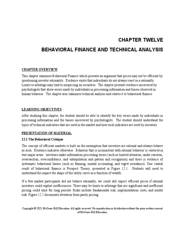 Bodie Investments 12e IM CH12 | PDF | Behavioral Economics | Technical ...