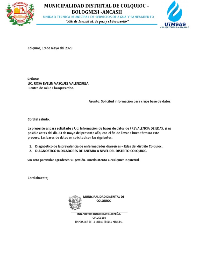 Oficio Solicitud Bases de Datos | PDF