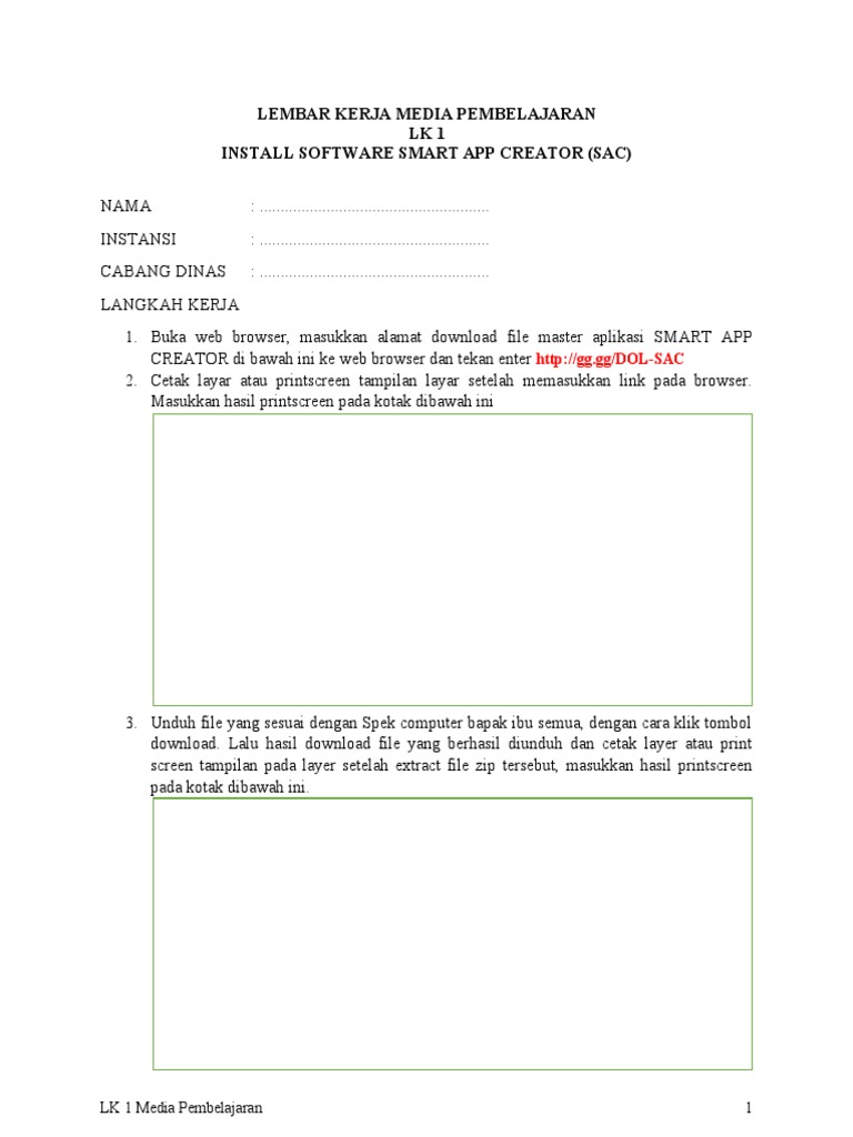 Lembar Kerja 1 MP Install Sac | PDF