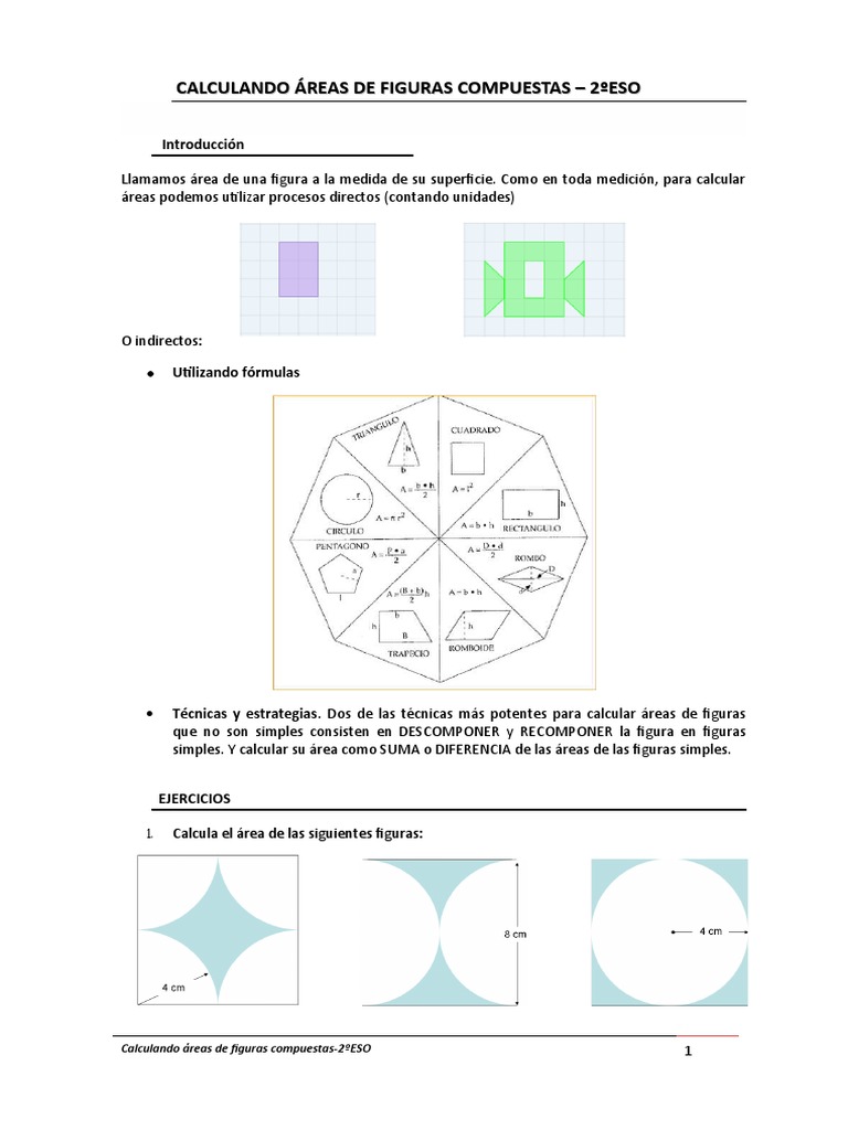 Calculando Areas de Figuras Compuestas 2oeso | PDF
