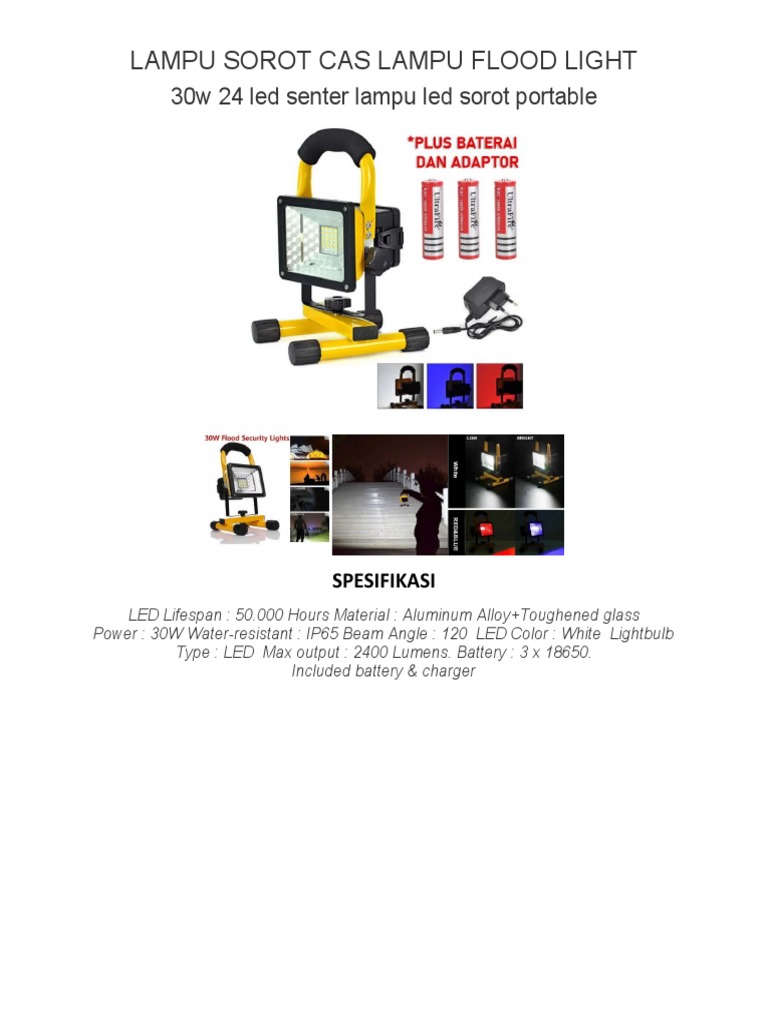 Lampu Sorot Cas Lampu Flood Light | PDF | Home & Garden | Science & Mathematics