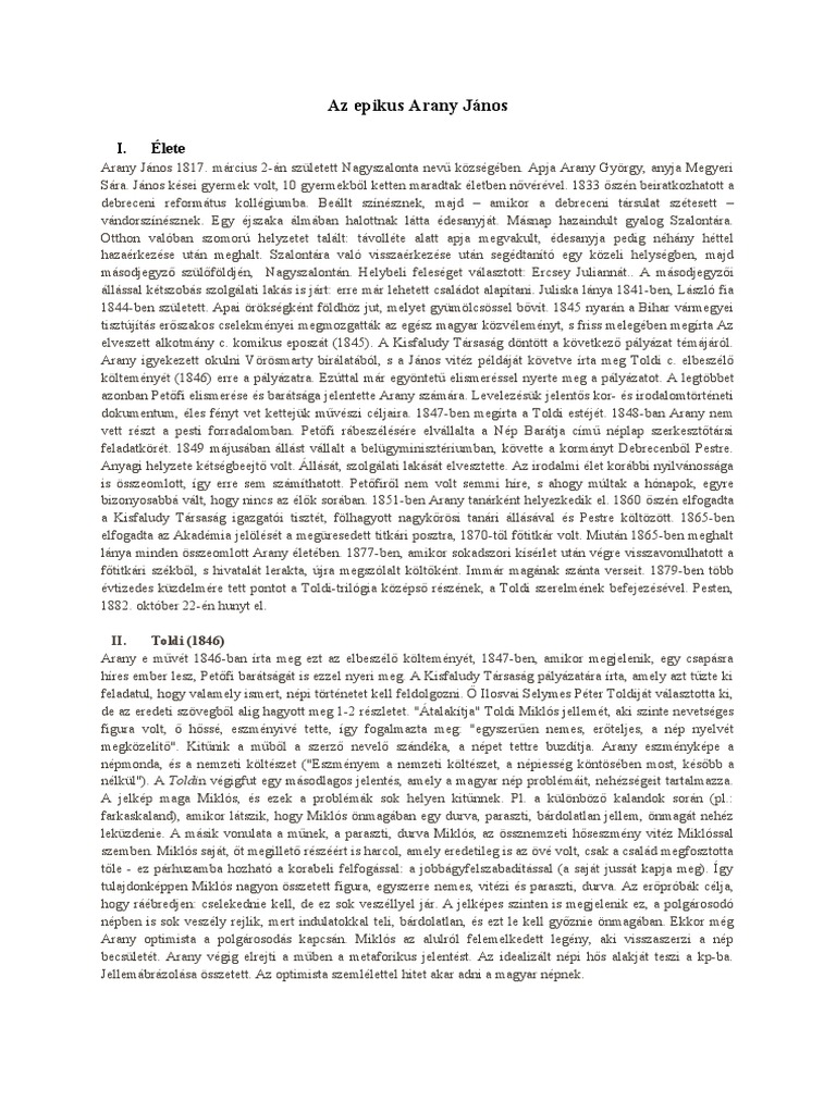 Az Epikus Arany János | PDF