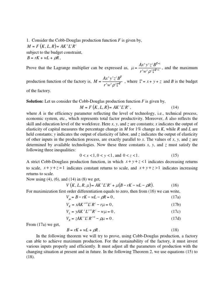 Mathematical Modeling in Economoics | PDF | Production Function ...