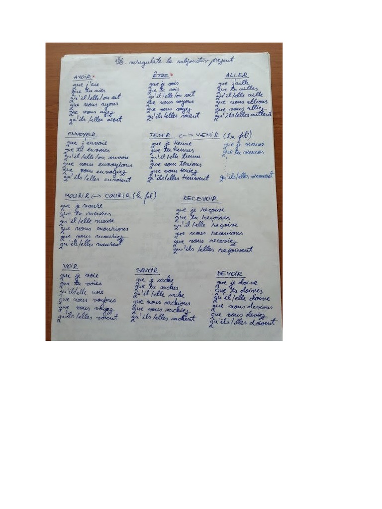Le Subjonctif Présent Des Verbes Irréguliers | PDF