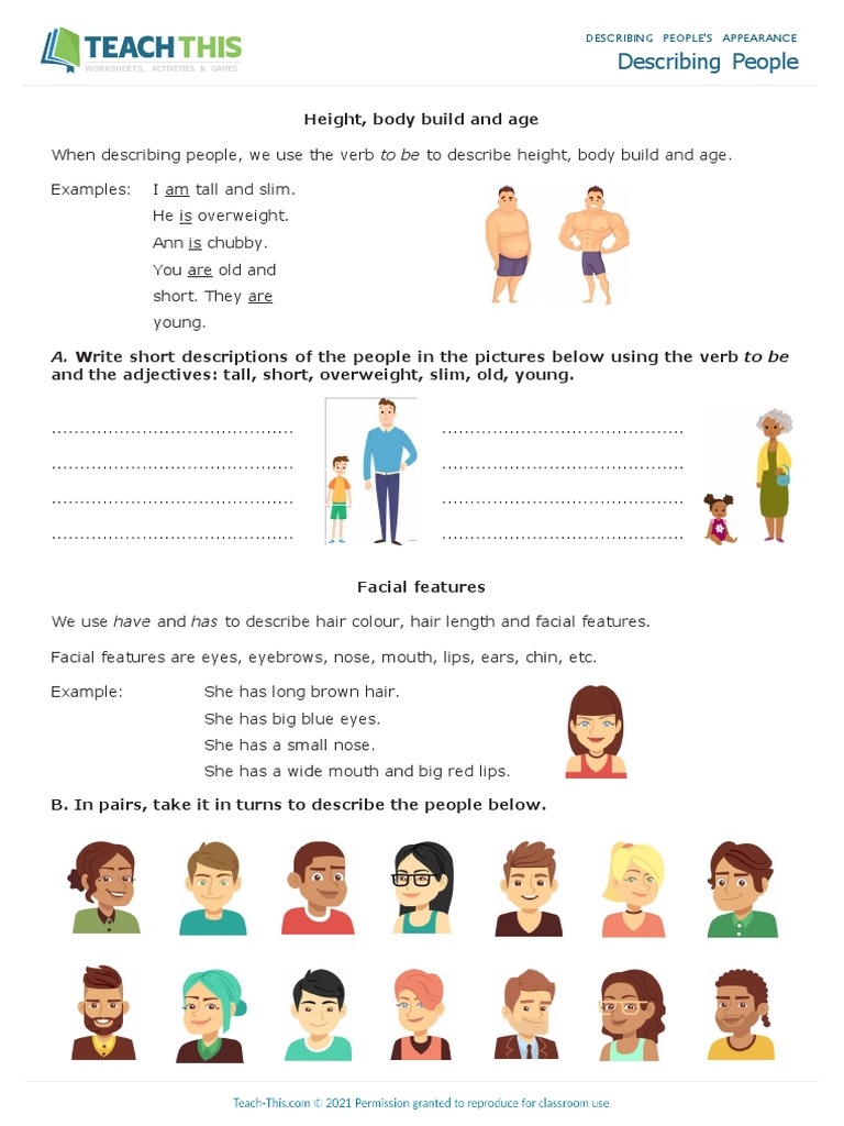 Describing People Exercises | PDF | Clothing | Softlines (Retail)